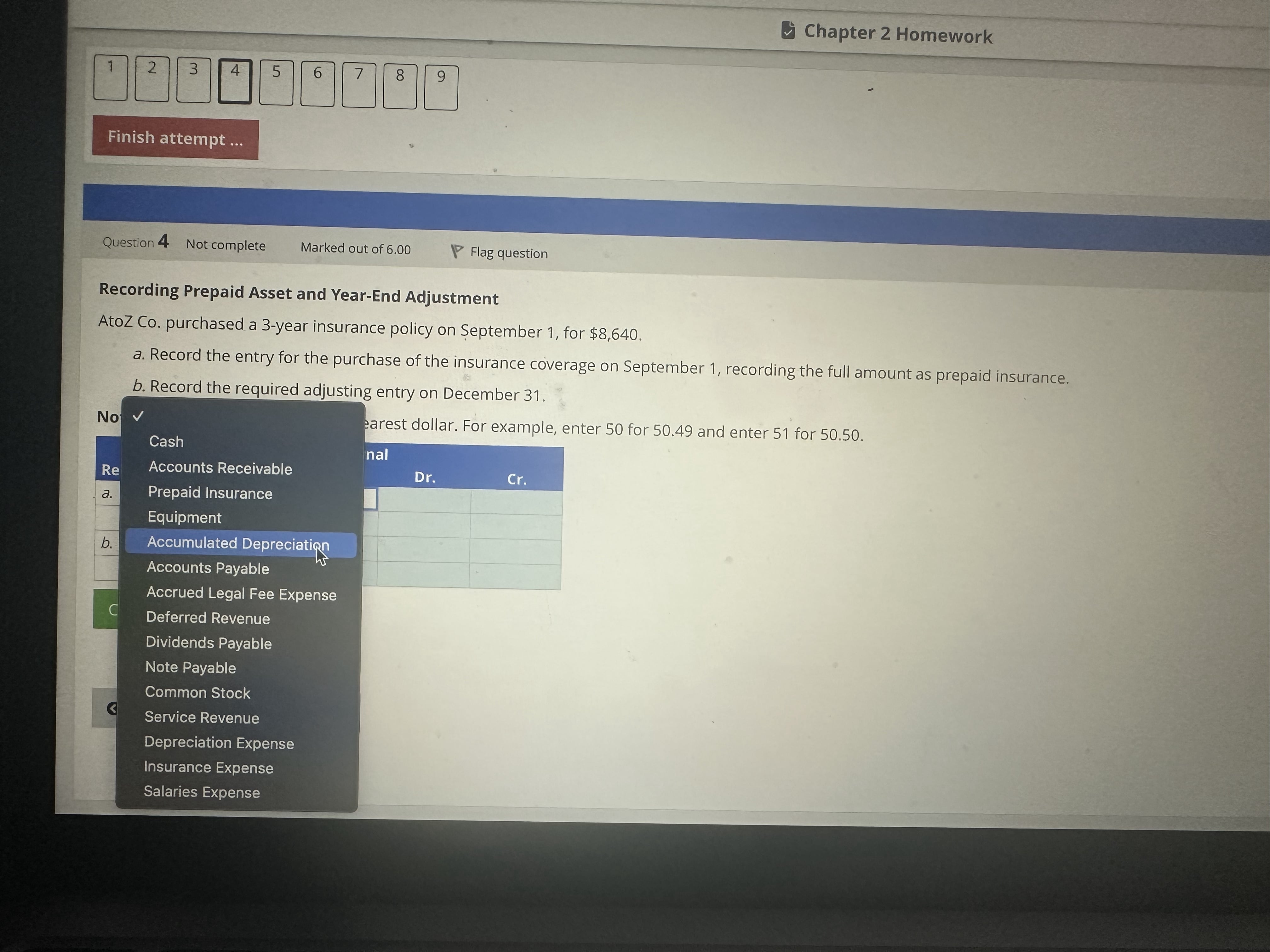 Solved Recording Prepaid Asset and Year-End Adjustment Atoz | Chegg.com