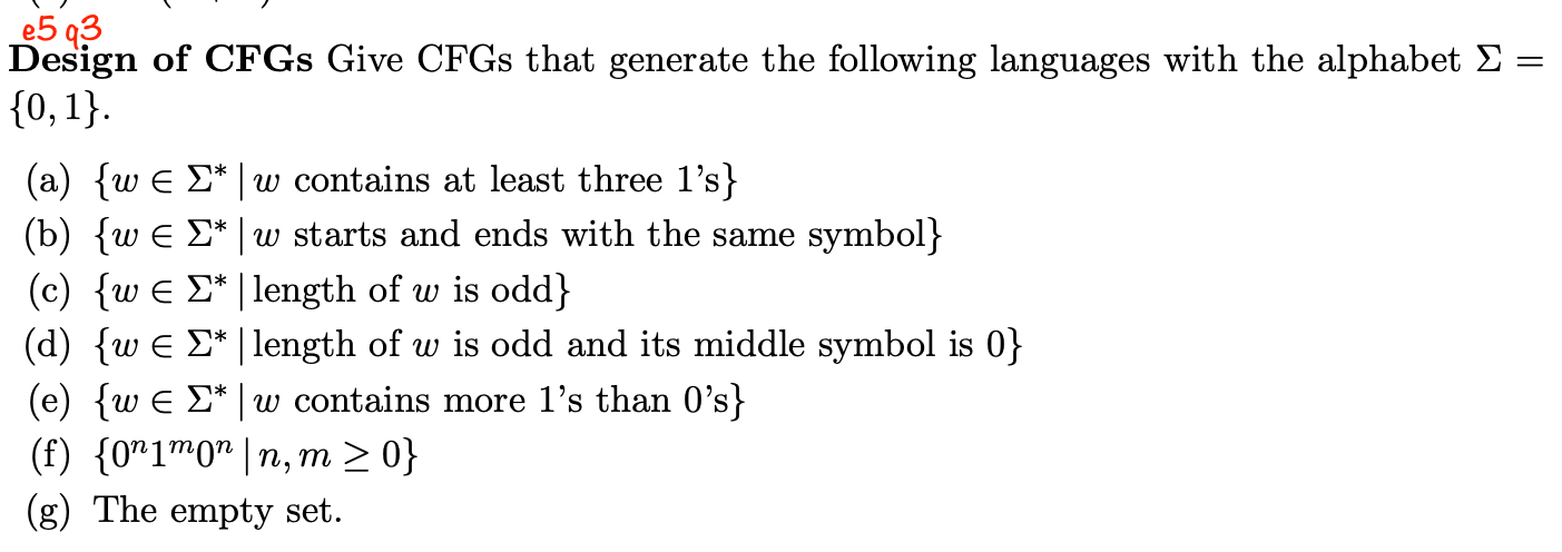 Solved Design of CFGs Give CFGs that generate the following | Chegg.com