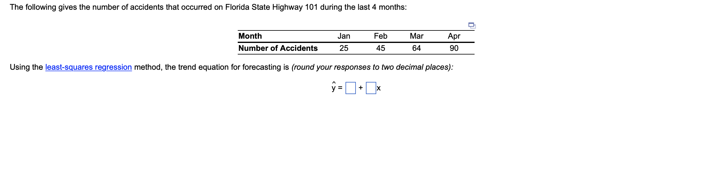 Solved Using the ! method, the trend equation for | Chegg.com