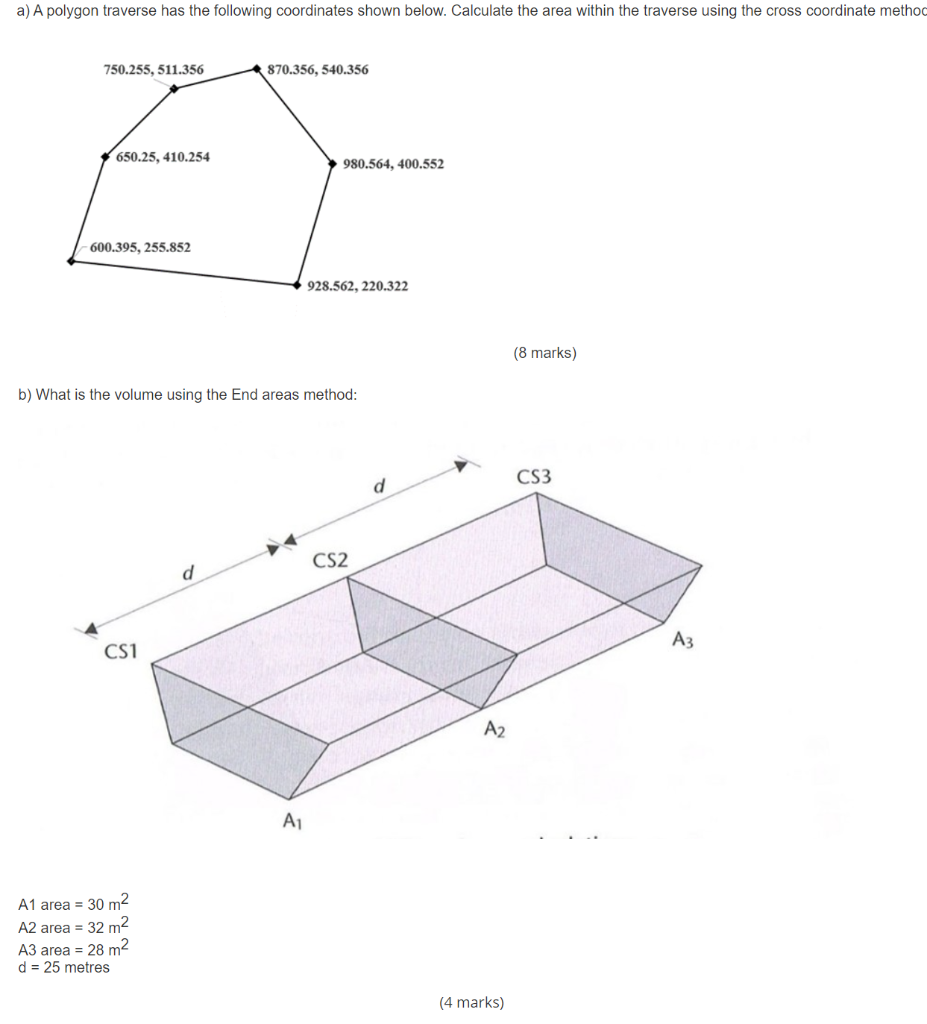 Solved a) A polygon traverse has the following coordinates | Chegg.com