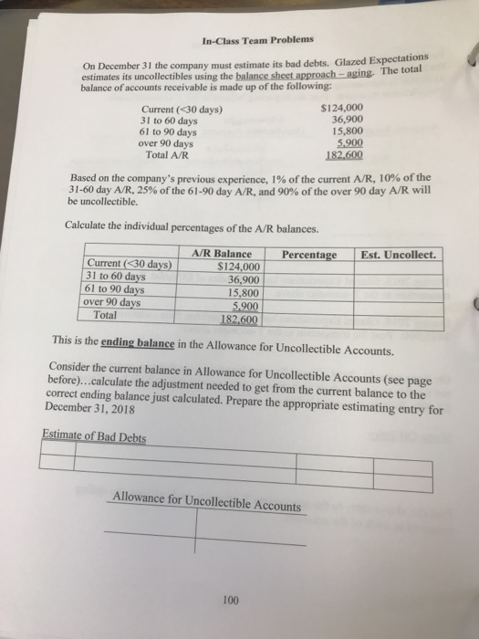 Solved In-Class Team Problems Problem 4:Balance Sheet | Chegg.com