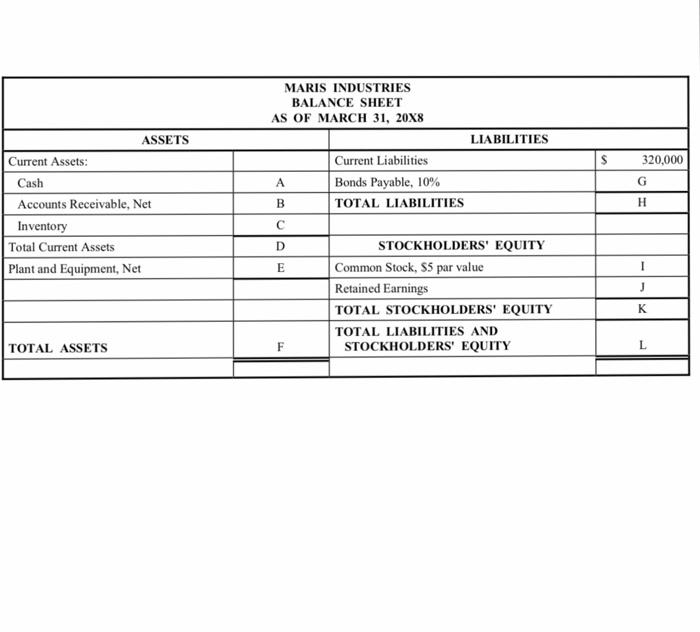 Solved Incomplete financial statements for Maris Industries | Chegg.com