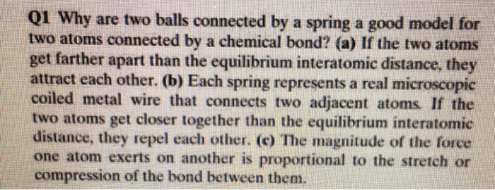 Solved Q1 Why are two balls connected by a spring a good | Chegg.com