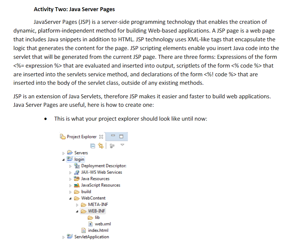 ictivity One: Login using servlets - In Eclipse IDE, | Chegg.com