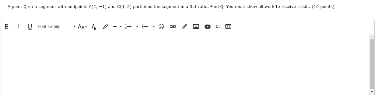 Solved A Point Q On A Segment With Endpoints A2 −1 And 