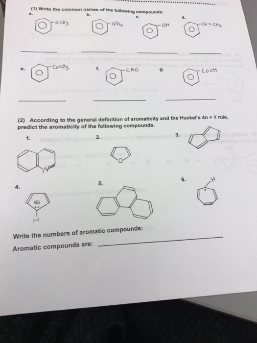 Solved Write the common names of the following compounds: | Chegg.com