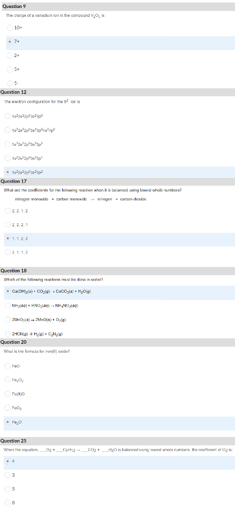 Solved Question 9 The charge of a vanadium ion in the | Chegg.com