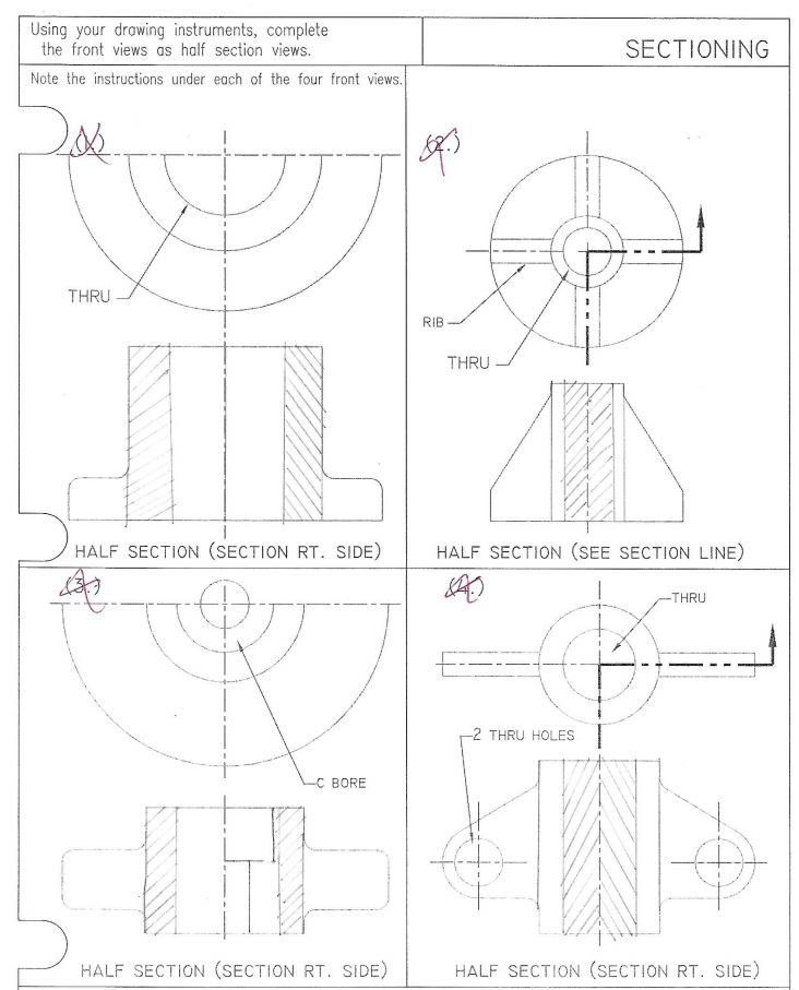 Solved Using your drowing instruments, complete SECTIONING | Chegg.com