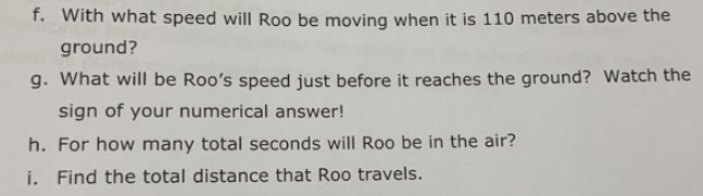 Solved At t=0, Roo the kangaroo jumps straight upward with a | Chegg.com