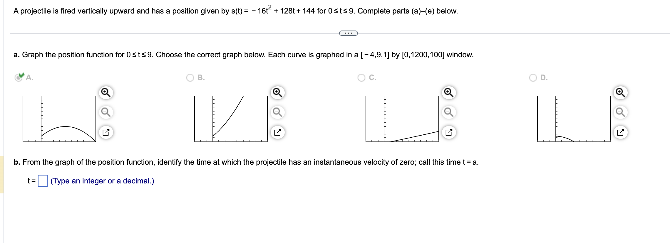 Solved A projectile is fired vertically upward and has a | Chegg.com
