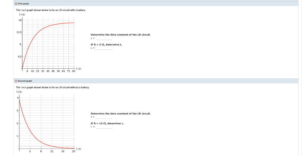 Solved First graph The I vs t graph shown below is for an LR | Chegg.com