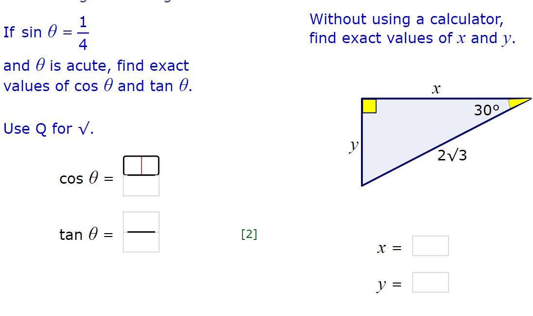 Solved Without using a calculator, find exact values of x | Chegg.com