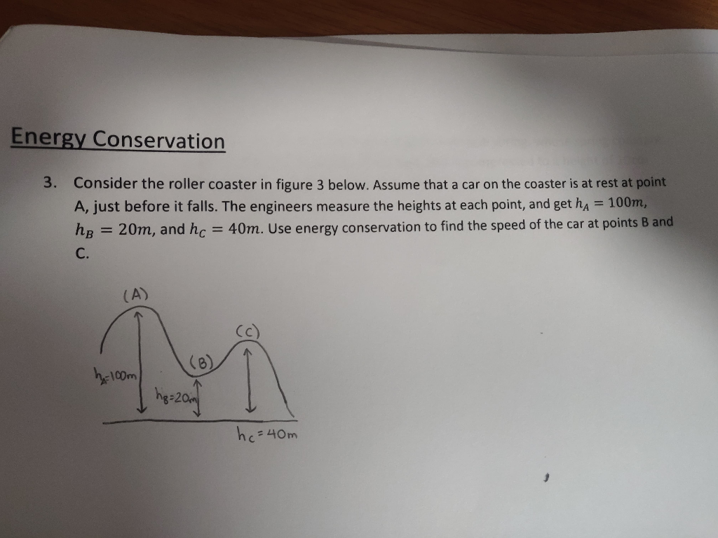 Solved Energy Conservation 3. Consider the roller coaster in | Chegg.com