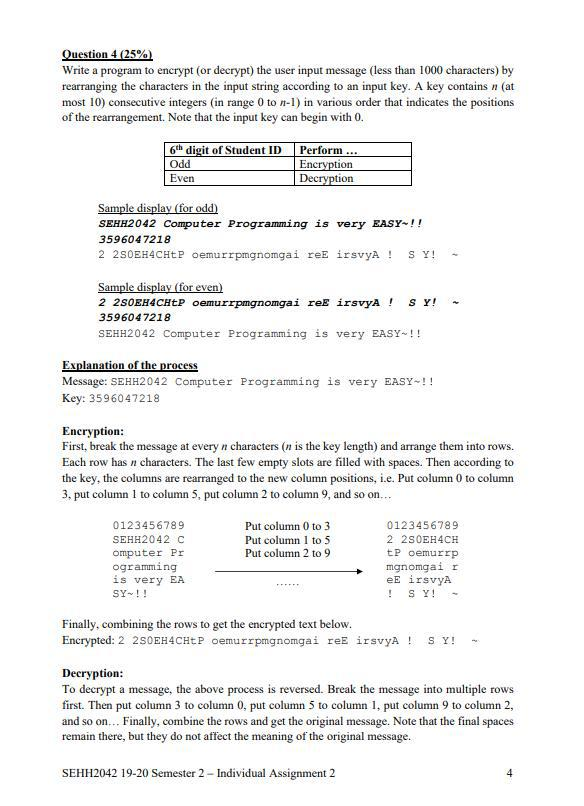 Solved Question 4 (25%) Write a program to encrypt (or | Chegg.com