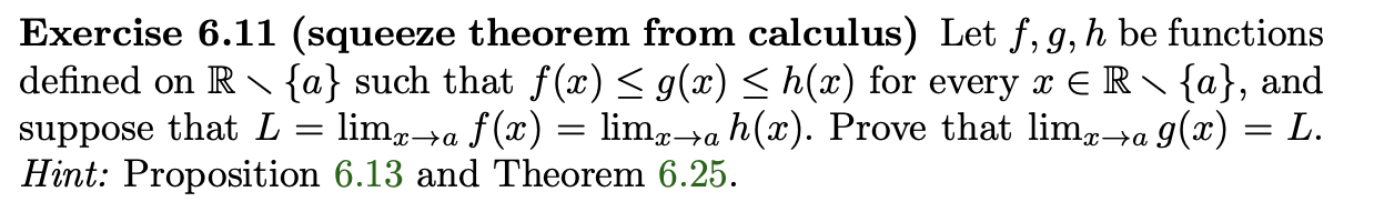 Solved Exercise 6.11 (squeeze theorem from calculus) Let | Chegg.com