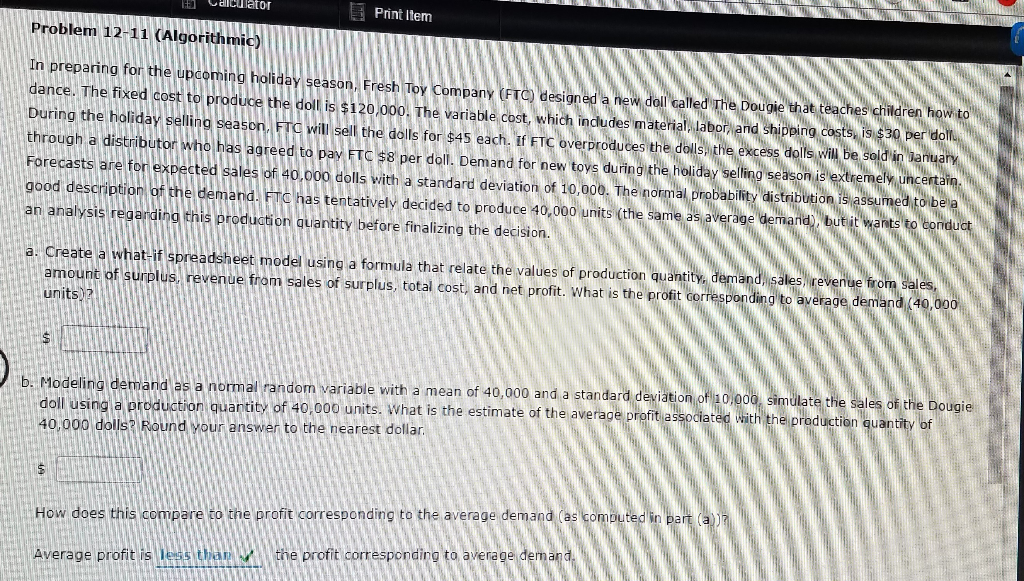 vacurator Print Item Problem 12-11 (Algorithmic) 11 | Chegg.com