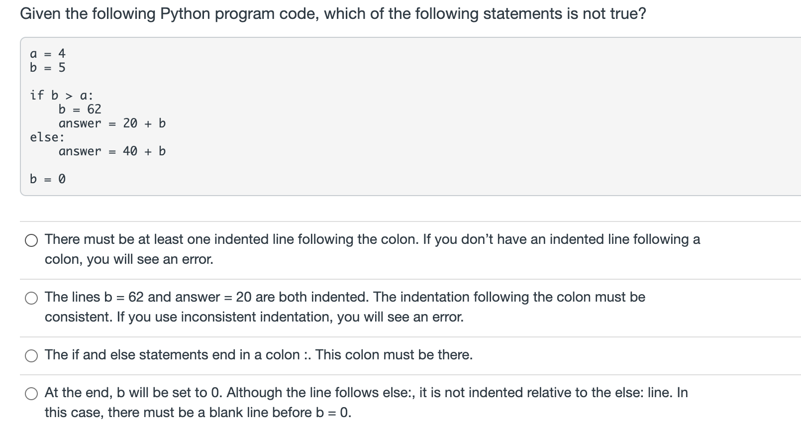Solved Given the following Python program code, which of the | Chegg.com