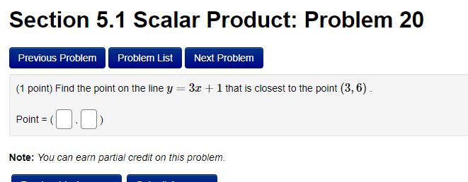 Solved Section 5.1 Scalar Product: Problem 20 Previous | Chegg.com
