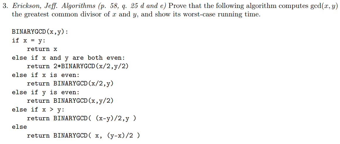 Solved 3. Erickson, Jeff. Algorithms (p. 58, q. 25 d and e) | Chegg.com