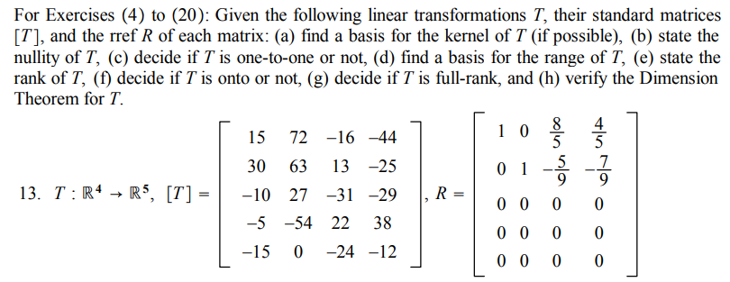 Solved For Exercises (4) to (20): Given the following linear | Chegg.com