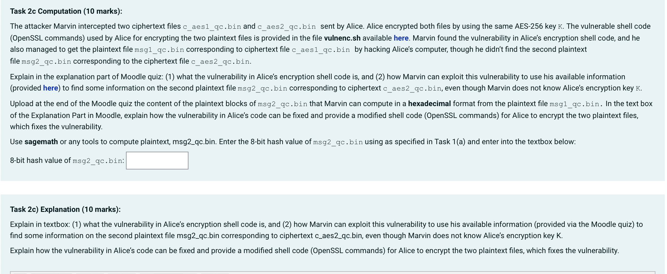 The attacker Marvin intercepted two ciphertext files | Chegg.com