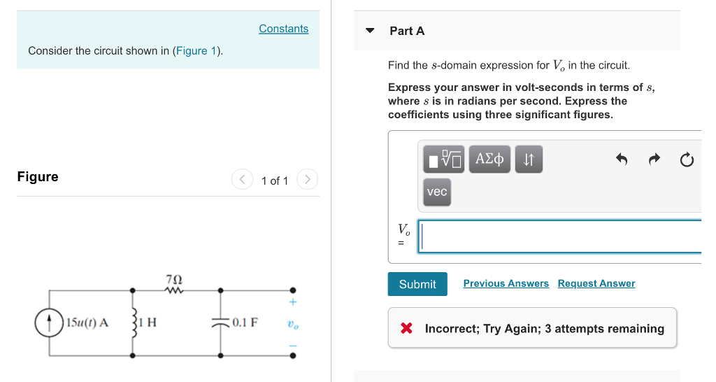 Solved Constants Parta Consider The Circuit Shown In Figure