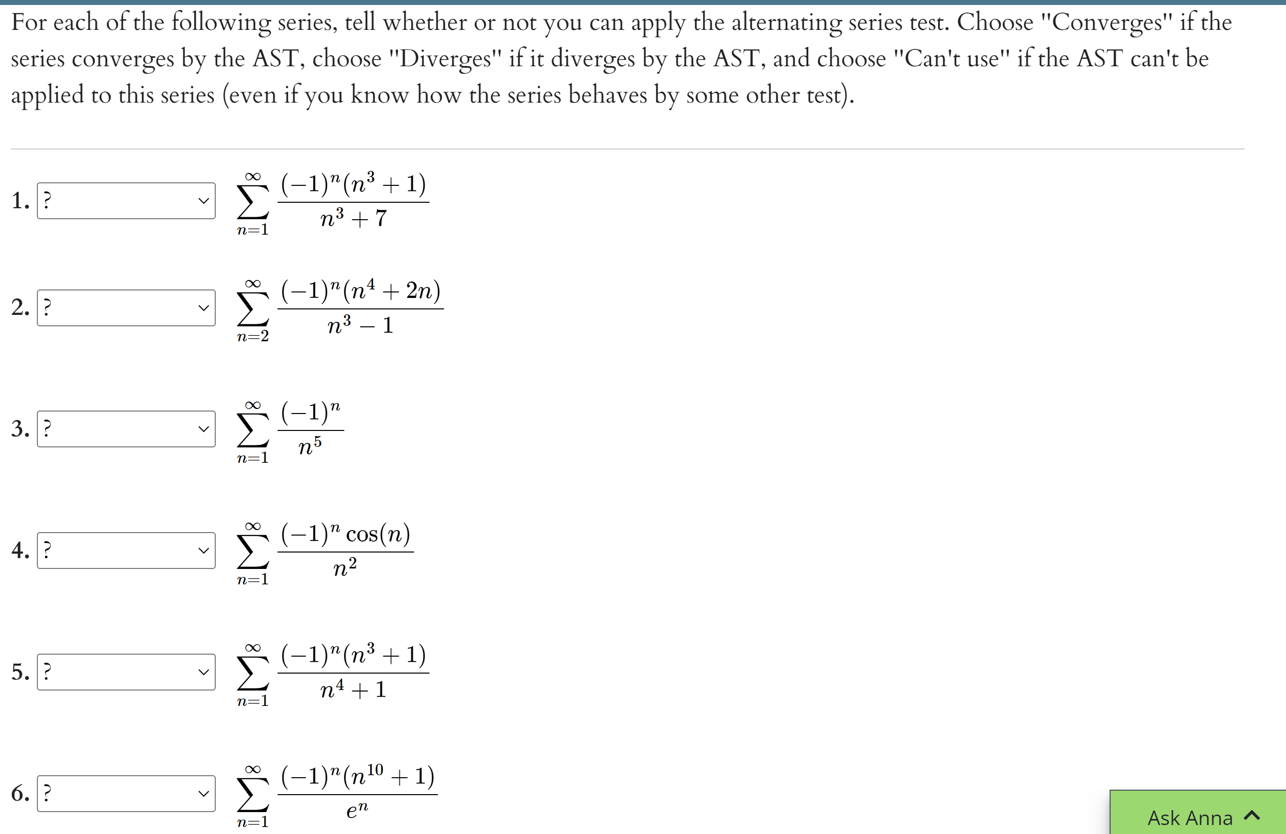 Solved For each of the following series, tell whether or not | Chegg.com