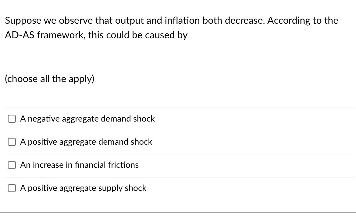Solved Suppose we observe that output and inflation both | Chegg.com