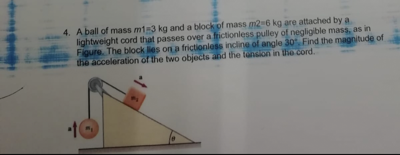 Solved A ball of mass m1=3 kg and a block of mass m2=6 kg | Chegg.com