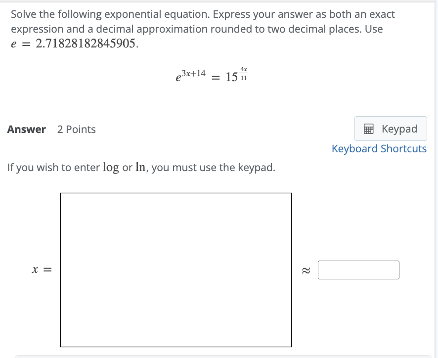 Solved Solve the following exponential equation. Express | Chegg.com