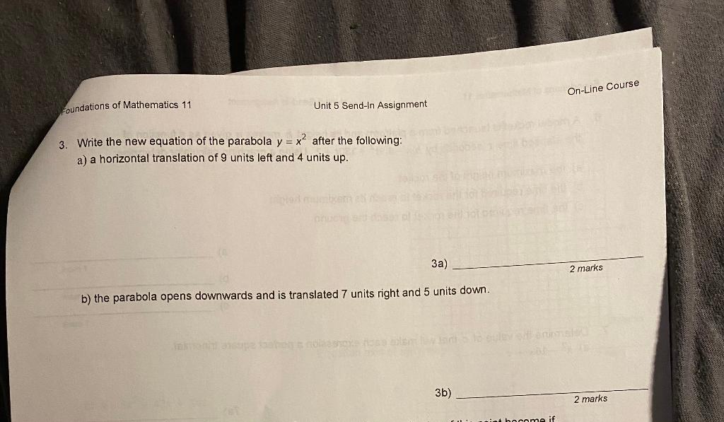 Solved On-Line Course Foundations of Mathematics 11 Unit 5 | Chegg.com