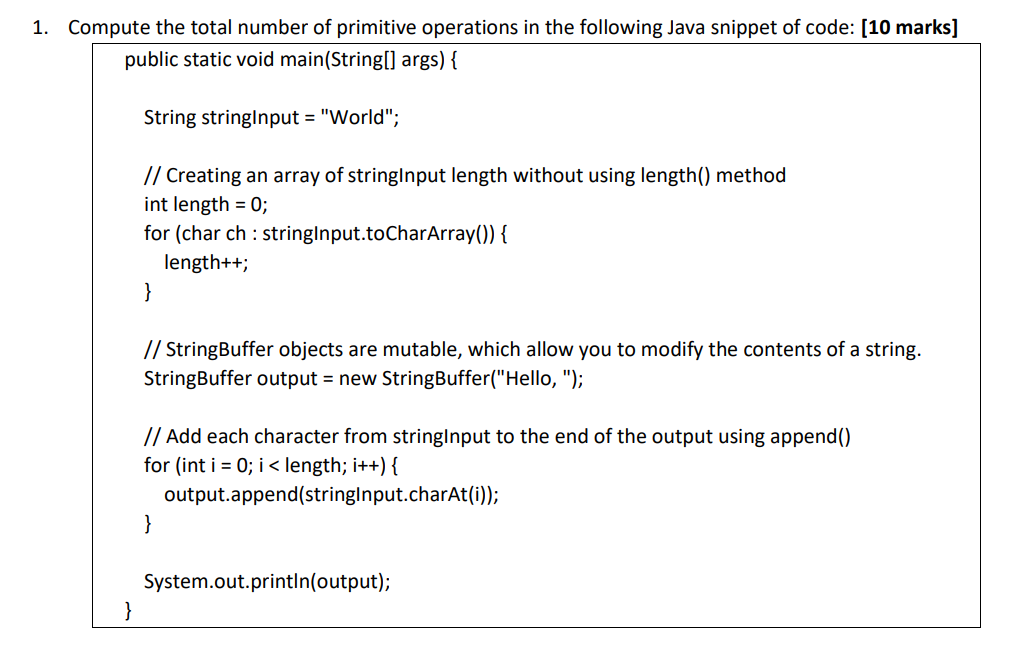 Solved pute the total number of primitive operations in the | Chegg.com