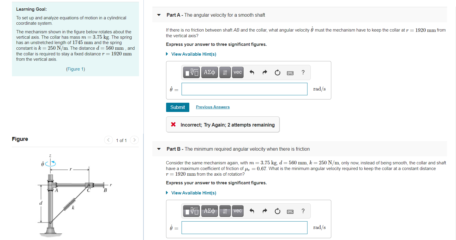 Solved Learning Goal: Part A - The angular velocity for a | Chegg.com