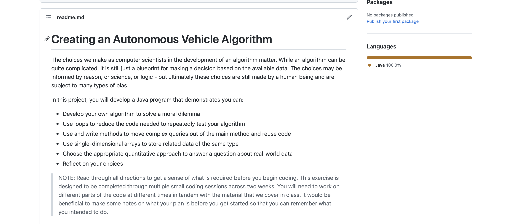 Solved readme.md o Creating an Autonomous Vehicle Algorithm | Chegg.com