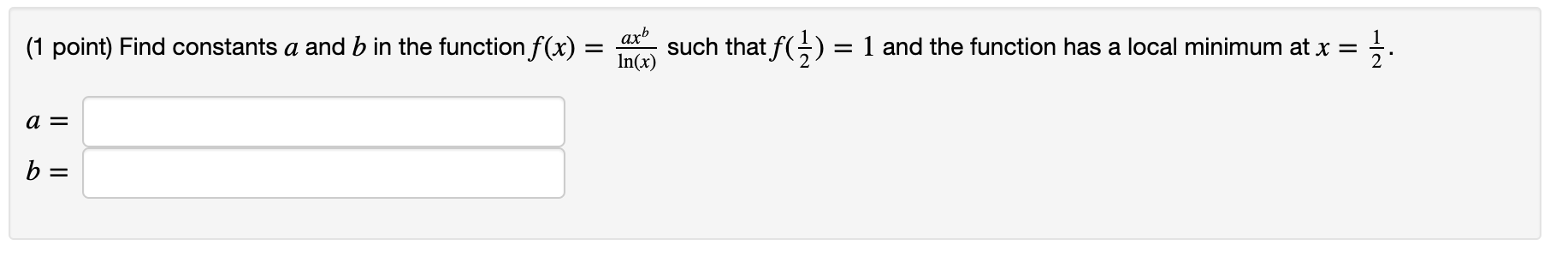 (1 point) Find constants a and b in the function | Chegg.com