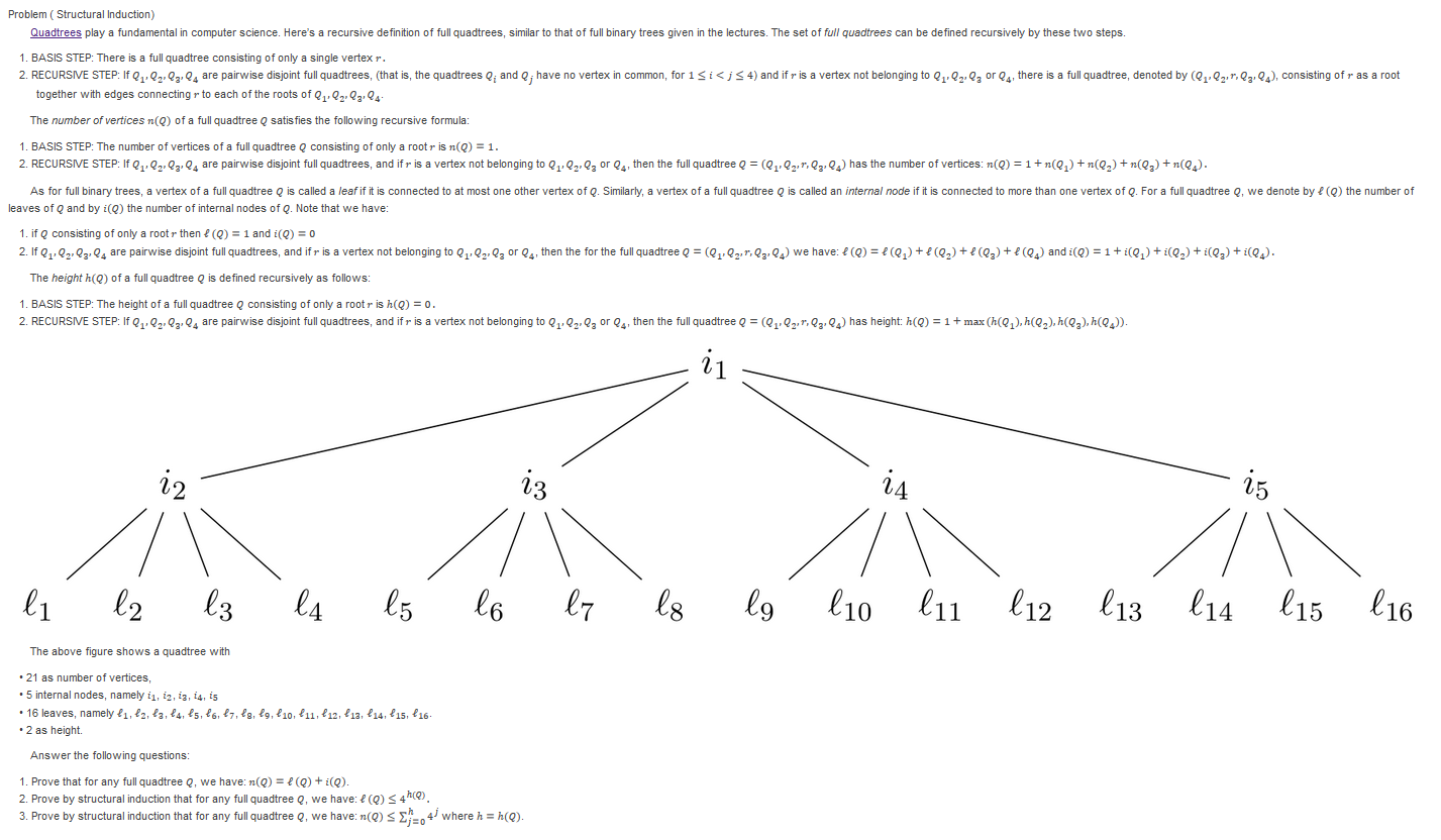 Problem ( Structural Induction) Quadtrees play a | Chegg.com