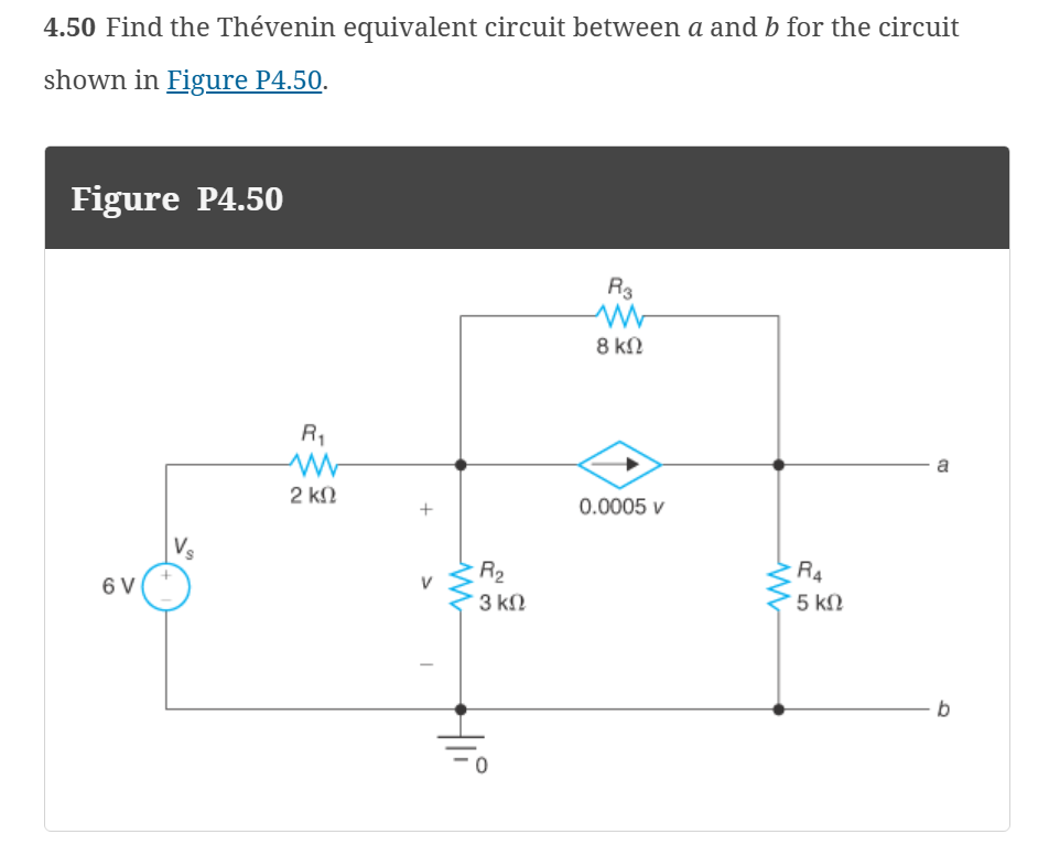 Solved 4.50 ﻿Find the Thévenin equivalent circuit between \( | Chegg.com