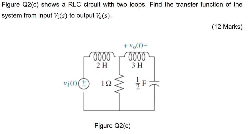 Solved Figure Q2(c) shows a RLC circuit with two loops. Find | Chegg.com