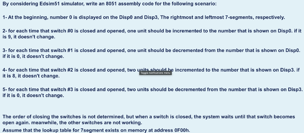 By considering Edsim51 simulator, write an 8051 | Chegg.com