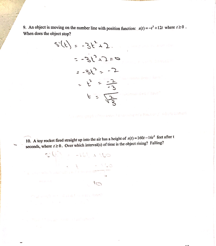 Solved 9. An object is moving on the number line with | Chegg.com