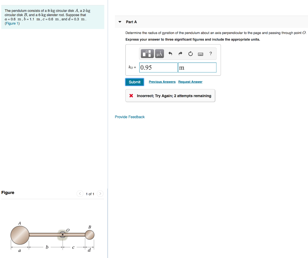 Solved The pendulum consists of a 8-kg circular disk A, a | Chegg.com
