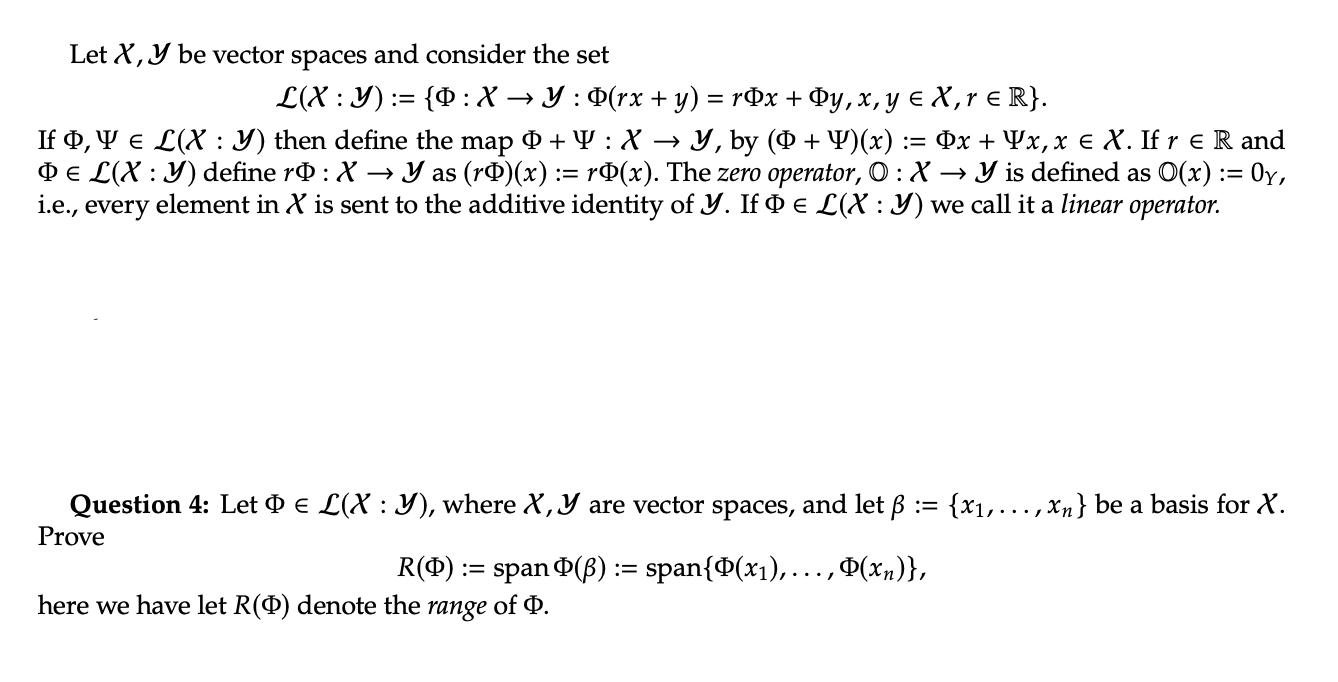 Solved Let X,y be vector spaces and consider the set | Chegg.com