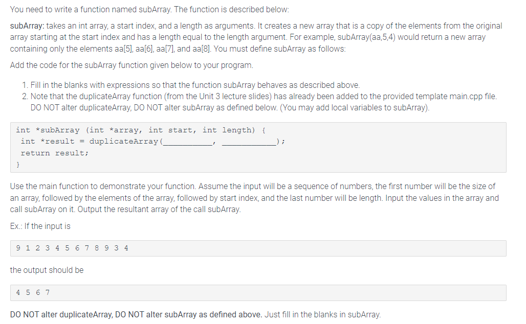 Solved You Need To Write A Function Named Subarray The