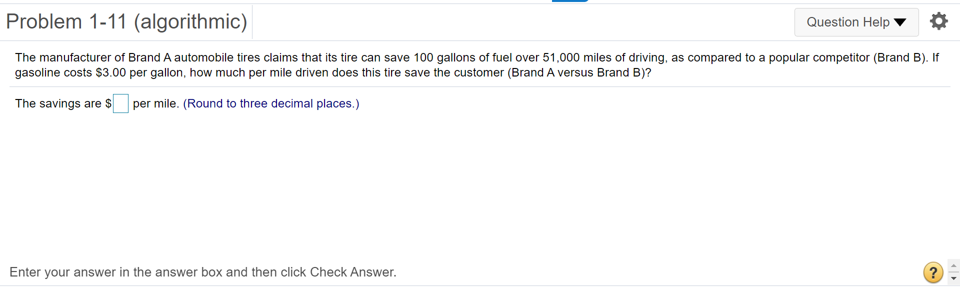 Solved Problem 1-11 (algorithmic) Question Help The | Chegg.com