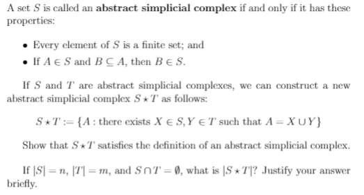 Solved A set S is called an abstract simplicial complex if | Chegg.com
