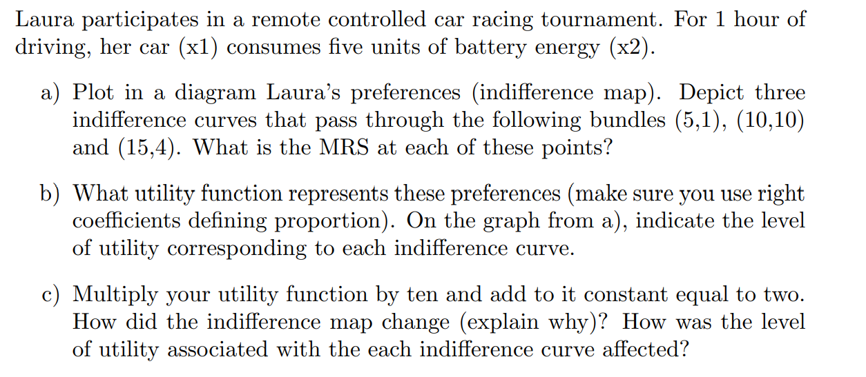 Solved Laura participates in a remote controlled car racing | Chegg.com