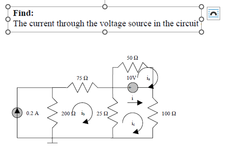 Solved Find: The current through the voltage source in the | Chegg.com