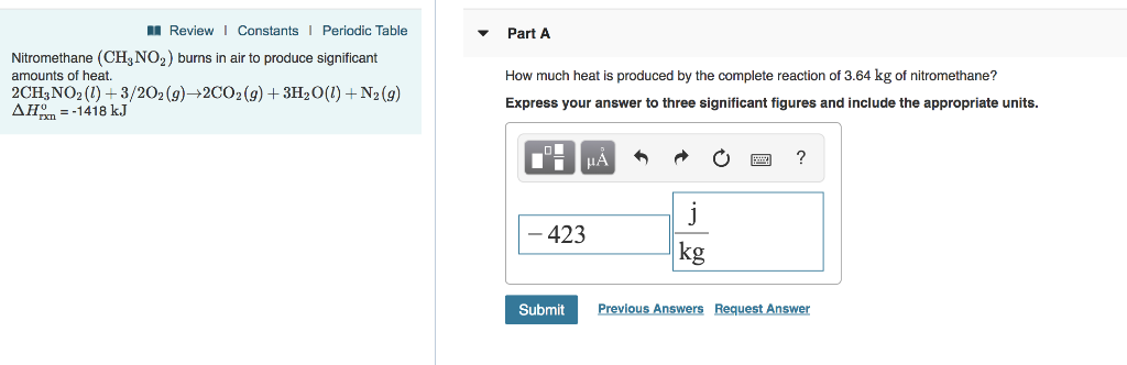 Solved ReviewI Constants Periodic Table PartA Nitromethane | Chegg.com