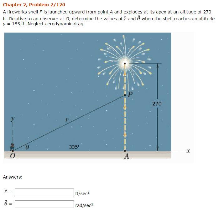 Solved Chapter 2, Problem 2/120 A fireworks shell P is | Chegg.com