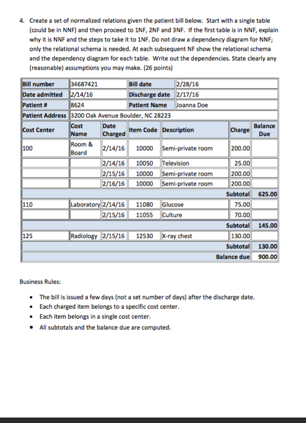 4. Create a set of normalized relations given the | Chegg.com